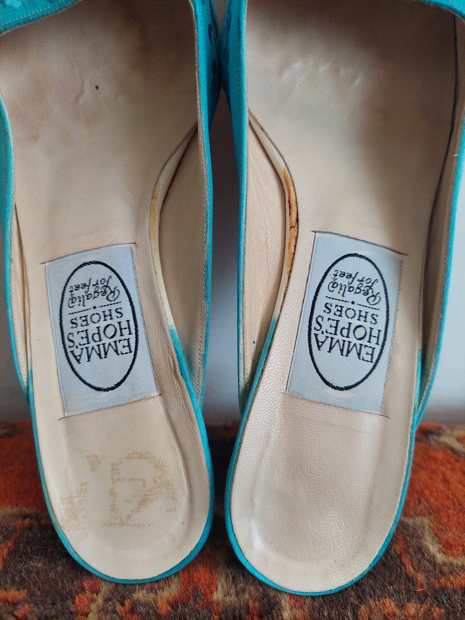 Vintage Emma Hope Shoes Mules | Leather & Silk Embroidered Flowers ...
