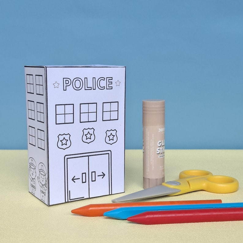 Printable Police Station Craft | Coloring Cut Fold Glue Activity | PDF ...