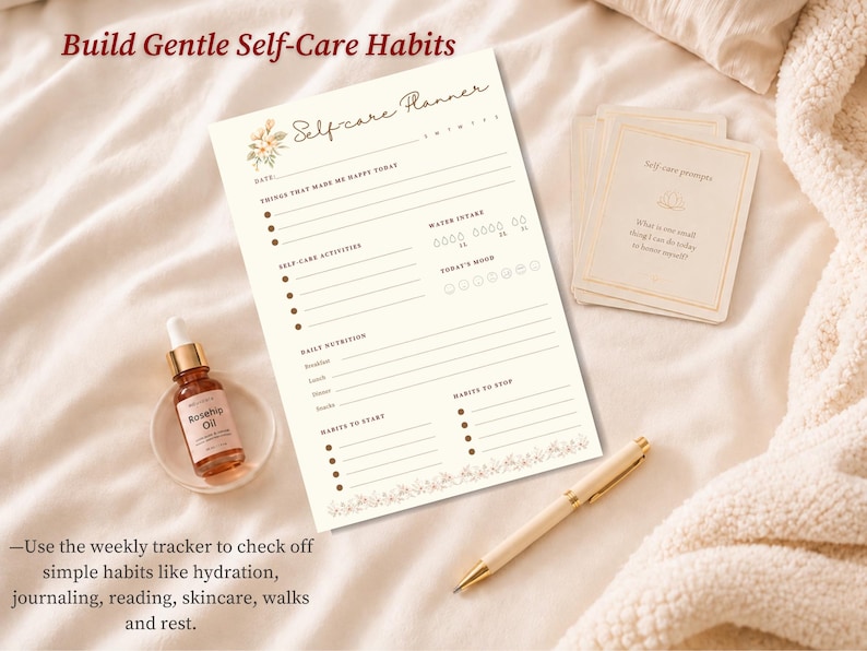 Self Care Planner Printable, Floral Mood Habit Tracker for Mom ...