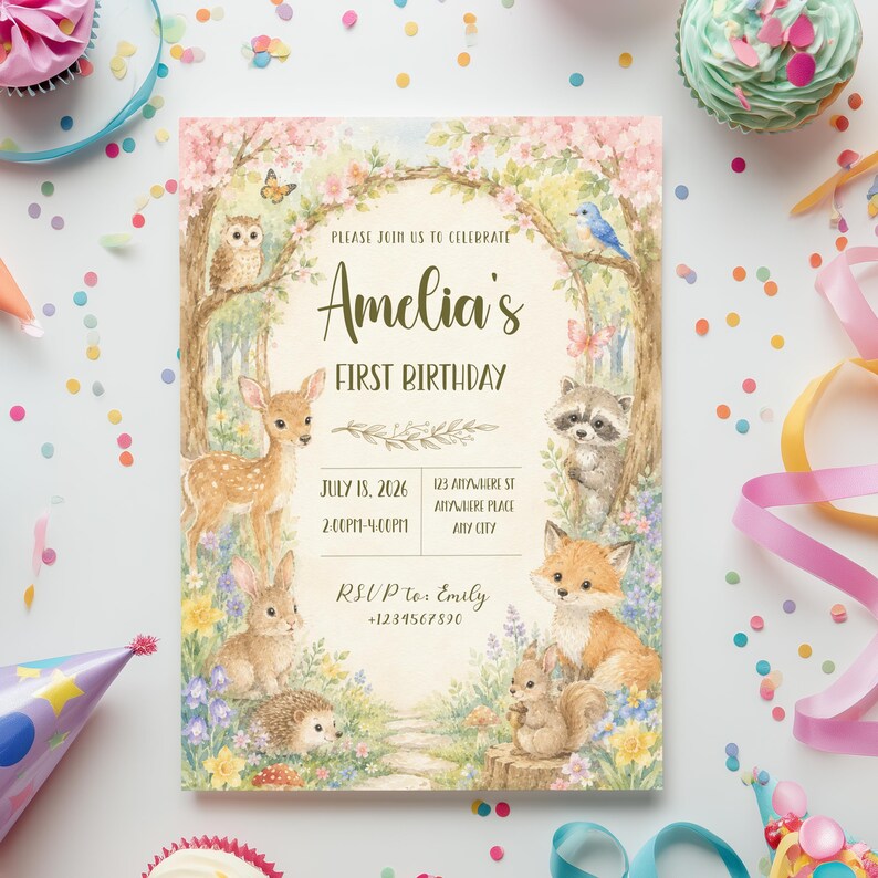 Animals First Birthday Animation Invite | Animated Digital & Printable ...