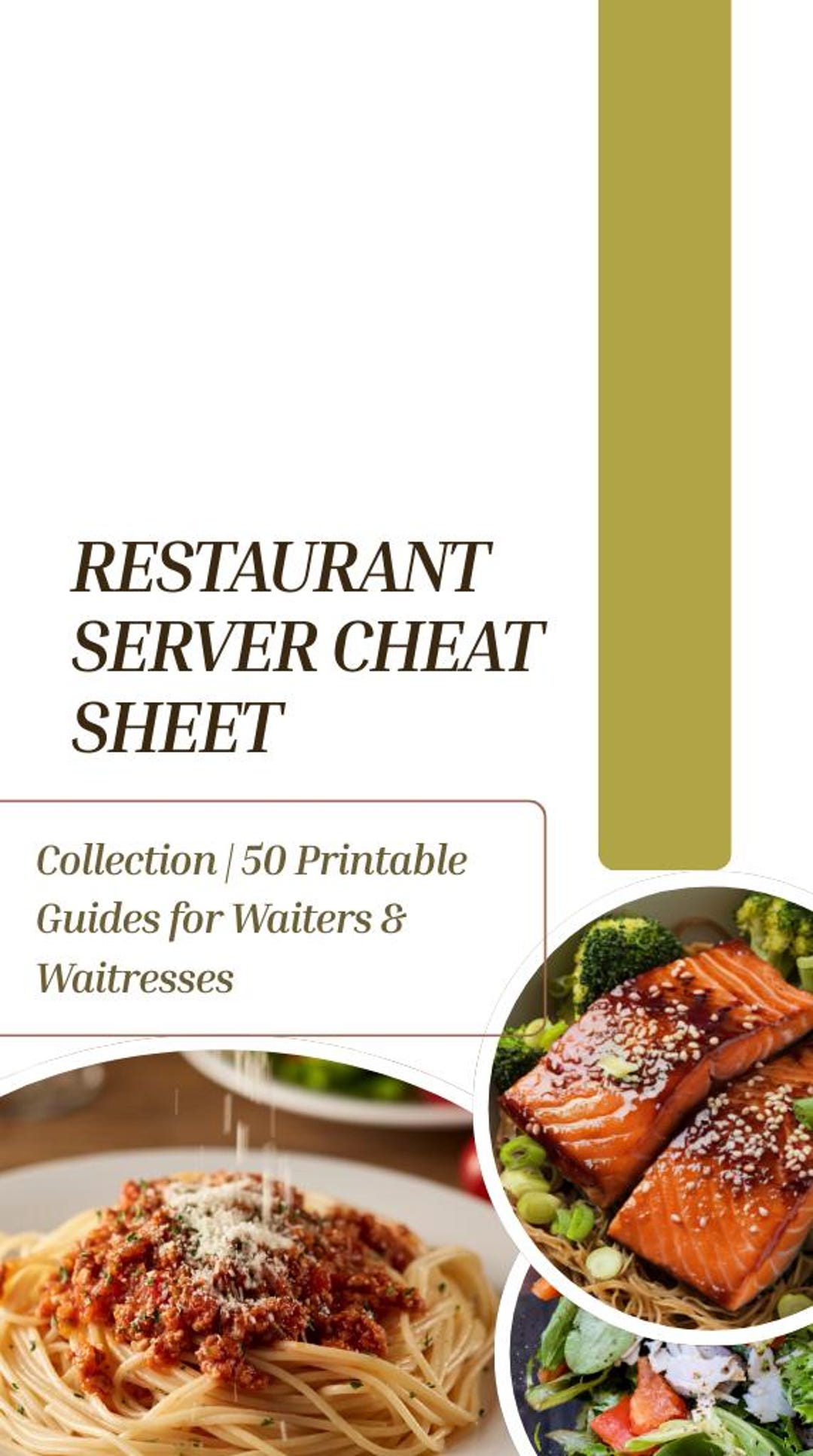 Restaurant Server Cheat Sheet Collection: 50 Printable Guides for ...