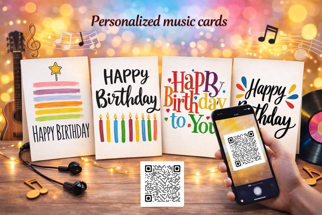 Personalized Song Greeting Card With QR Code | Custom Music Birthday ...