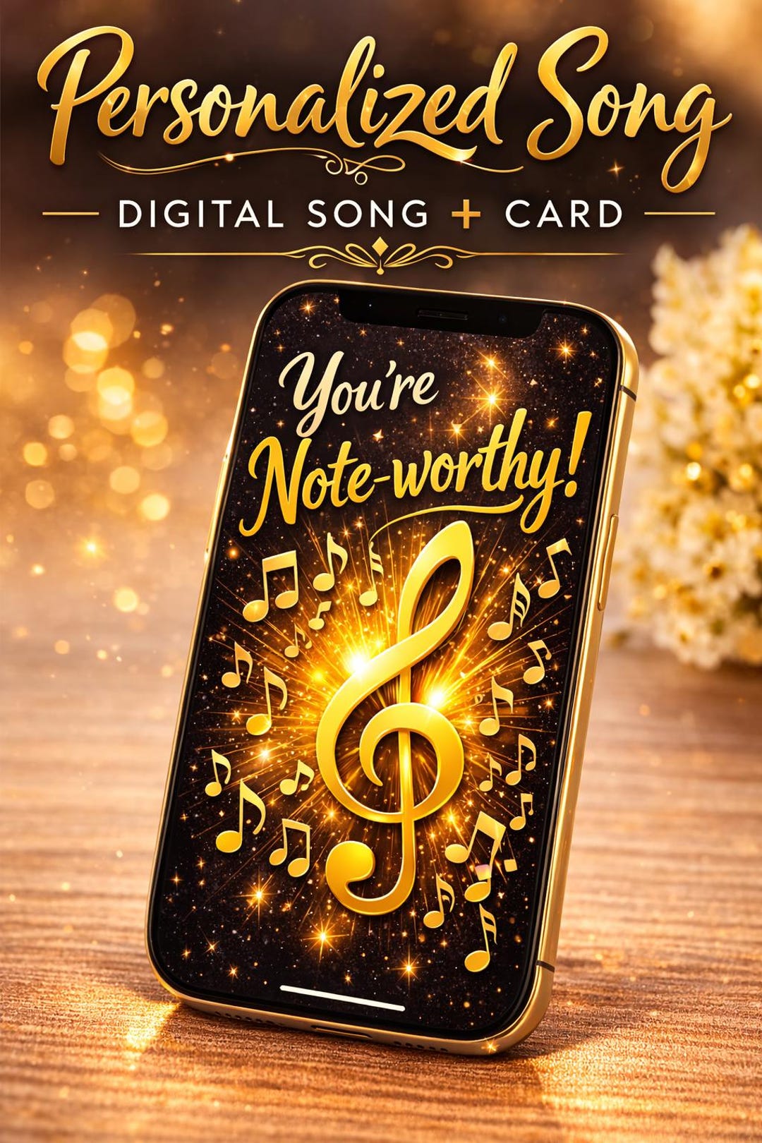 Personalized Song Greeting Card – “you're Note Worthy” Music Card ...