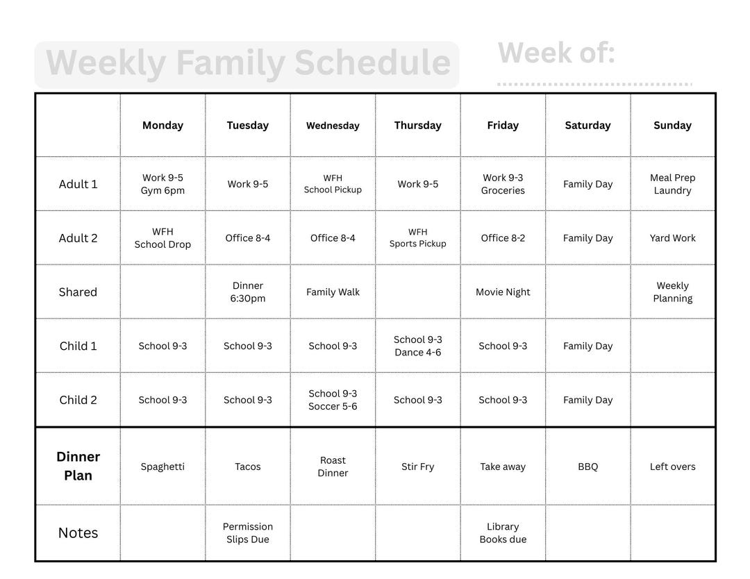 Family and Home Schedule Planner | Weekly & Monthly Timed Planner ...