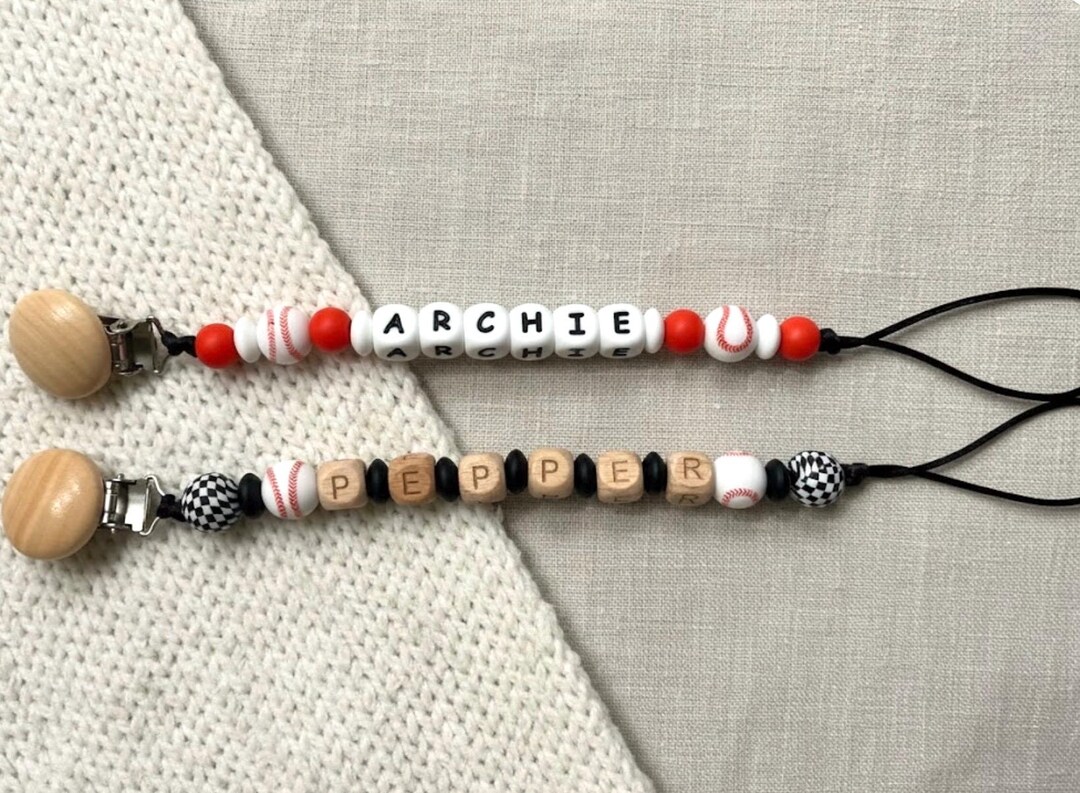 Personalized Baseball Bead Pacifier Clip, Custom Baby Shower Gift - Etsy