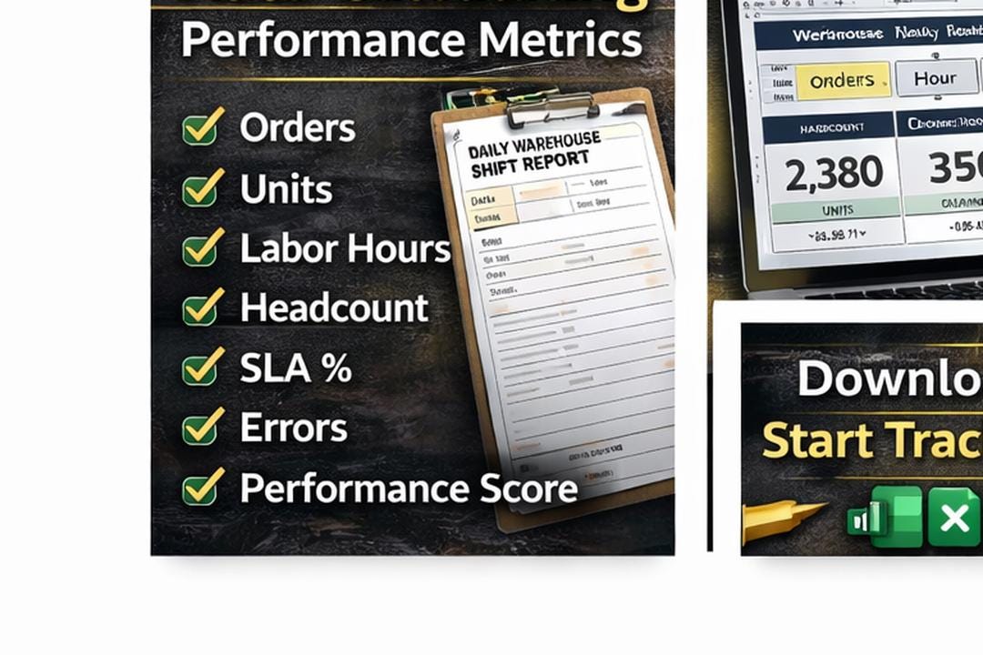 Warehouse Daily Operations Tracker | KPI Spreadsheet | Productivity ...