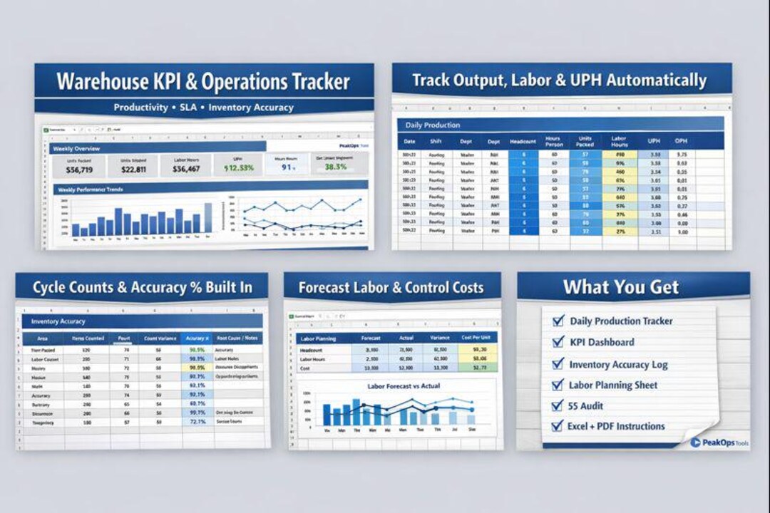Warehouse KPI & Operations Tracker | Productivity, SLA Inventory ...