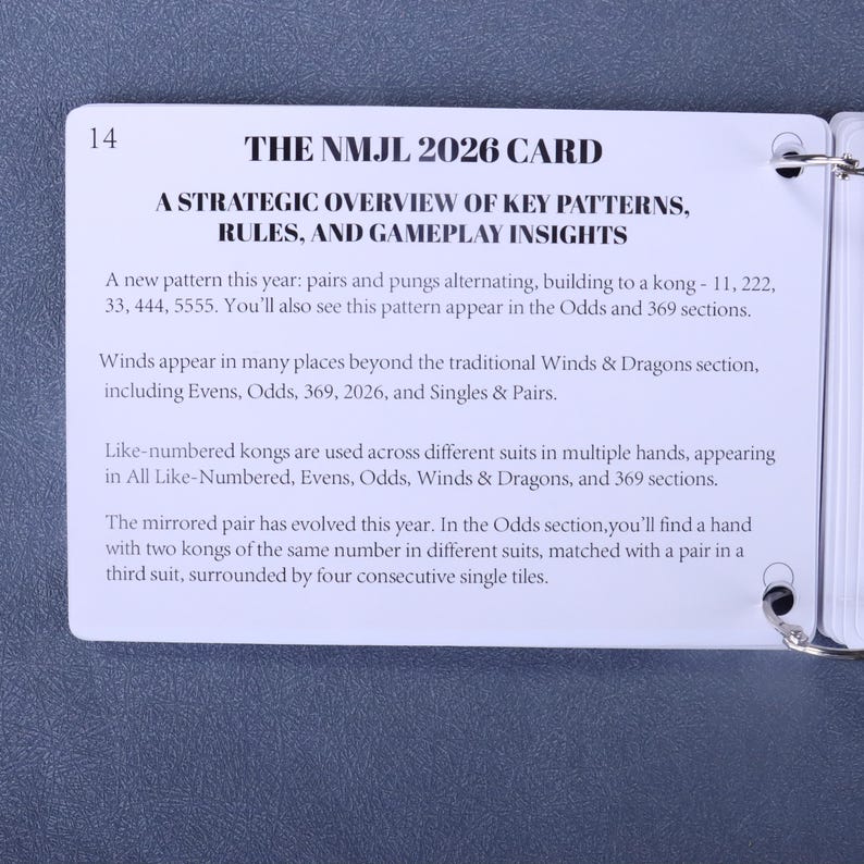 2026 Mahjong Guide & Strategy Flipbook, Durable A5 Laminated Reference ...