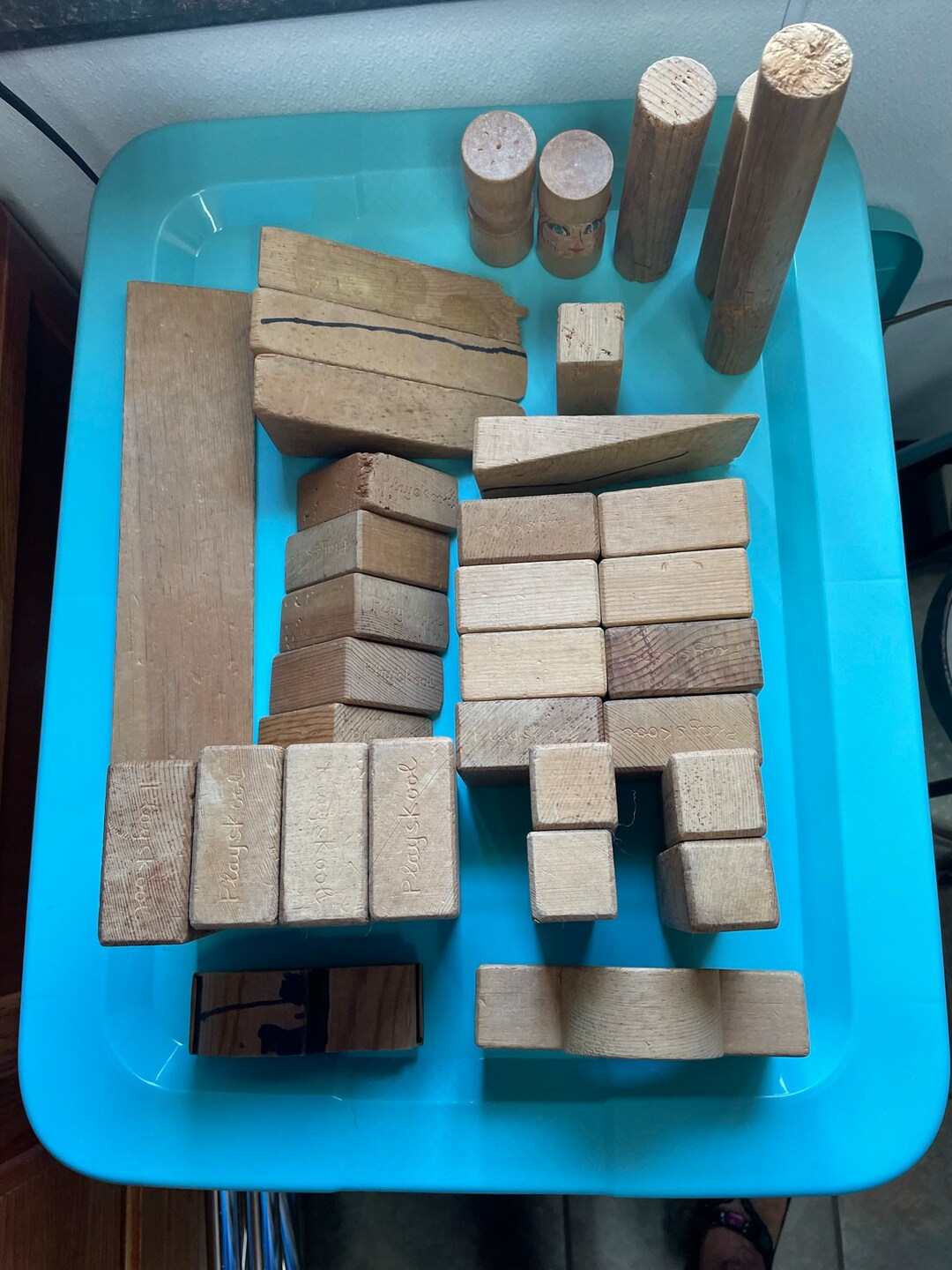 Vintage Set of Playskool Wood Blocks Kindergarten Building Blocks ...