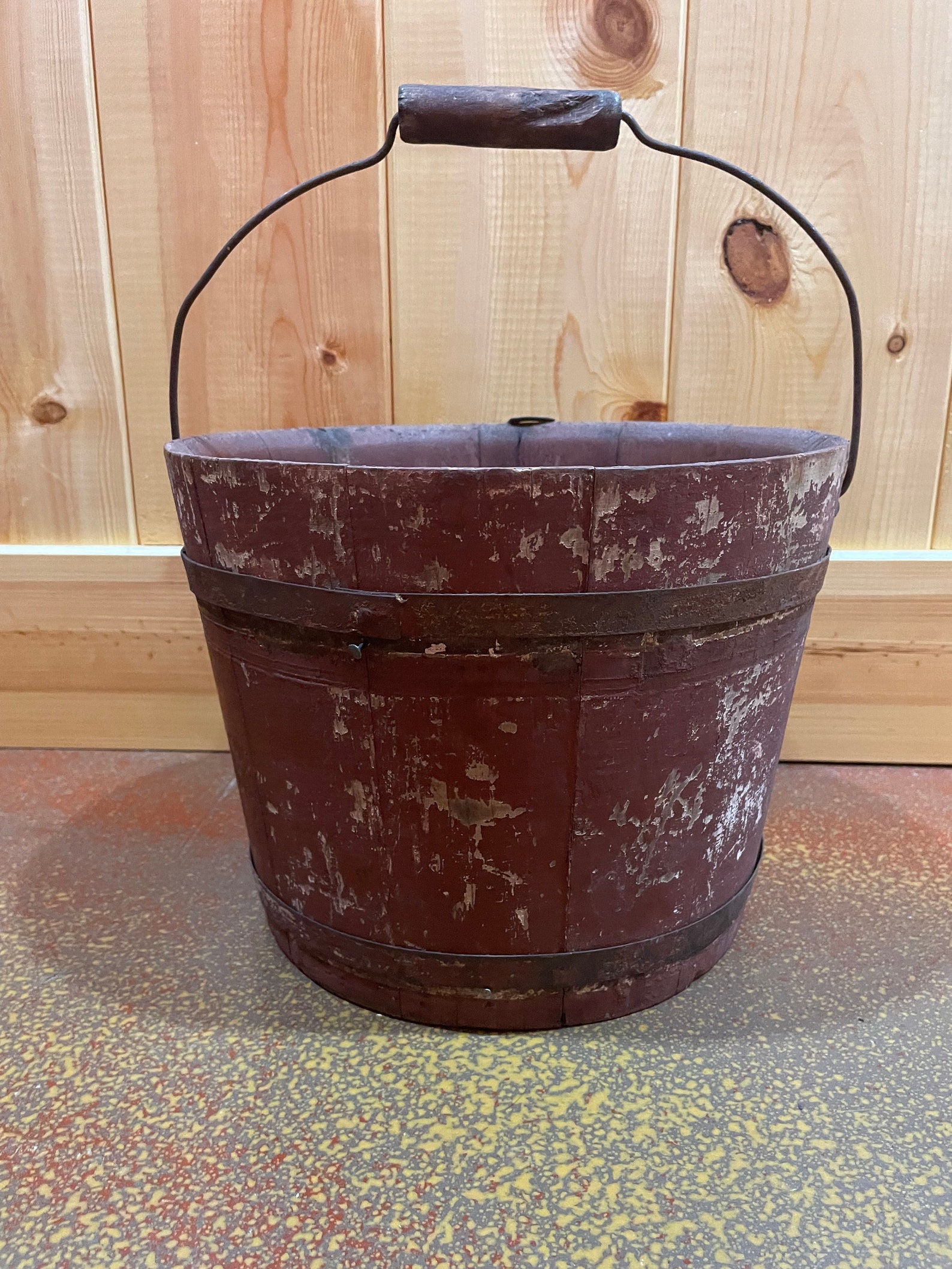 Antique Shaker Red Painted Bucket Sap Bucket Primitive Pail | Etsy
