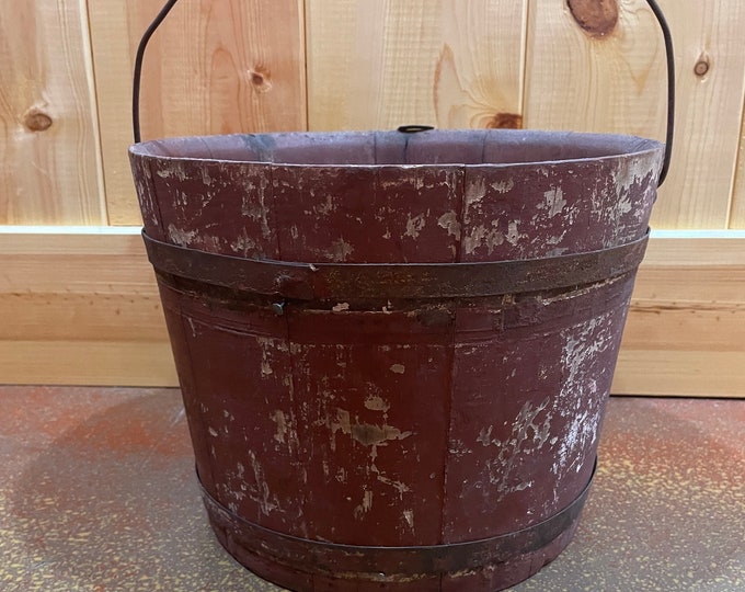 Antique Shaker Red Painted Bucket Sap Bucket Primitive Pail Farmhouse ...