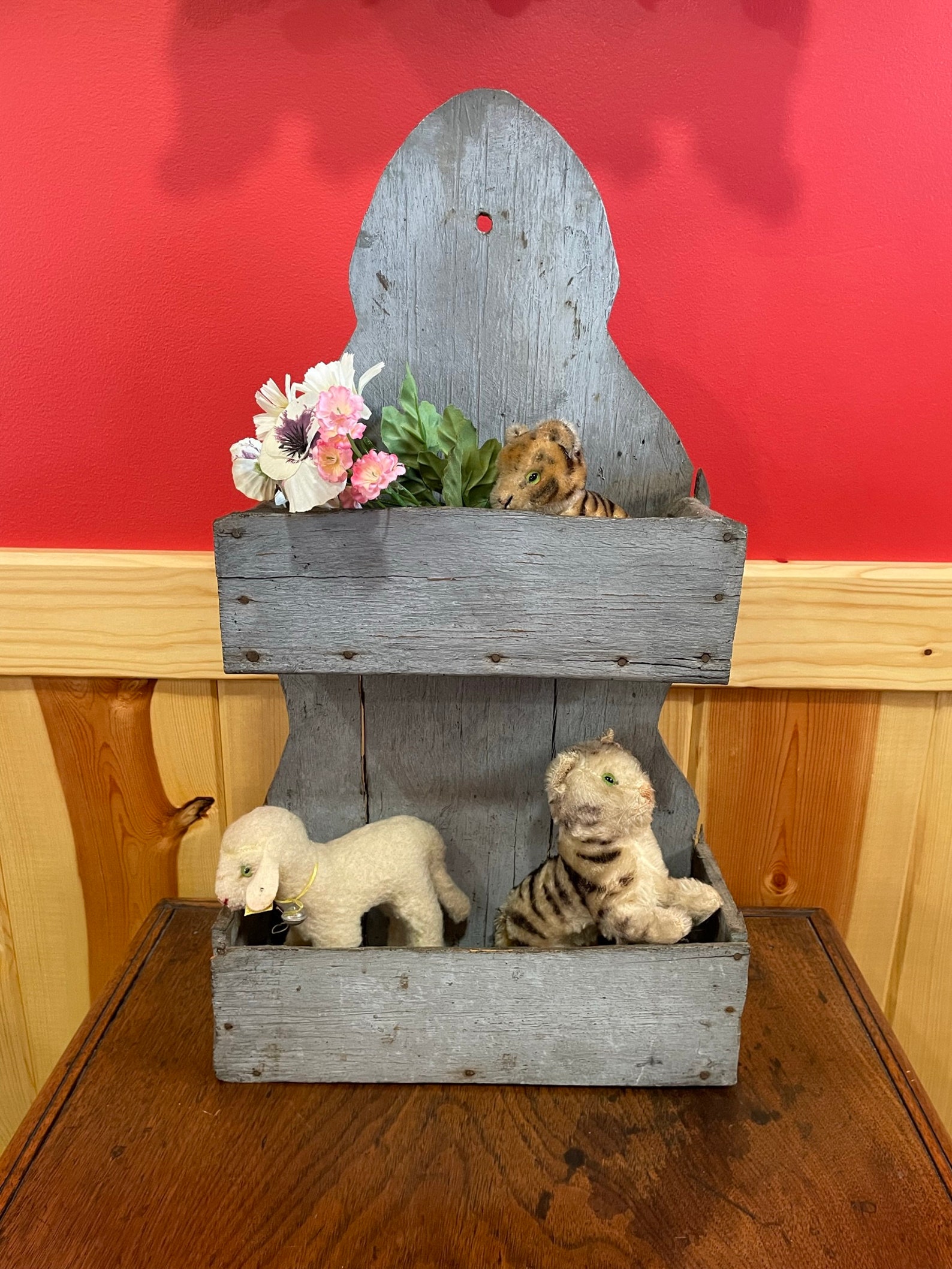 Wall Hanging Double Candle Box Primitive Lighting 1800's Farmhouse ...