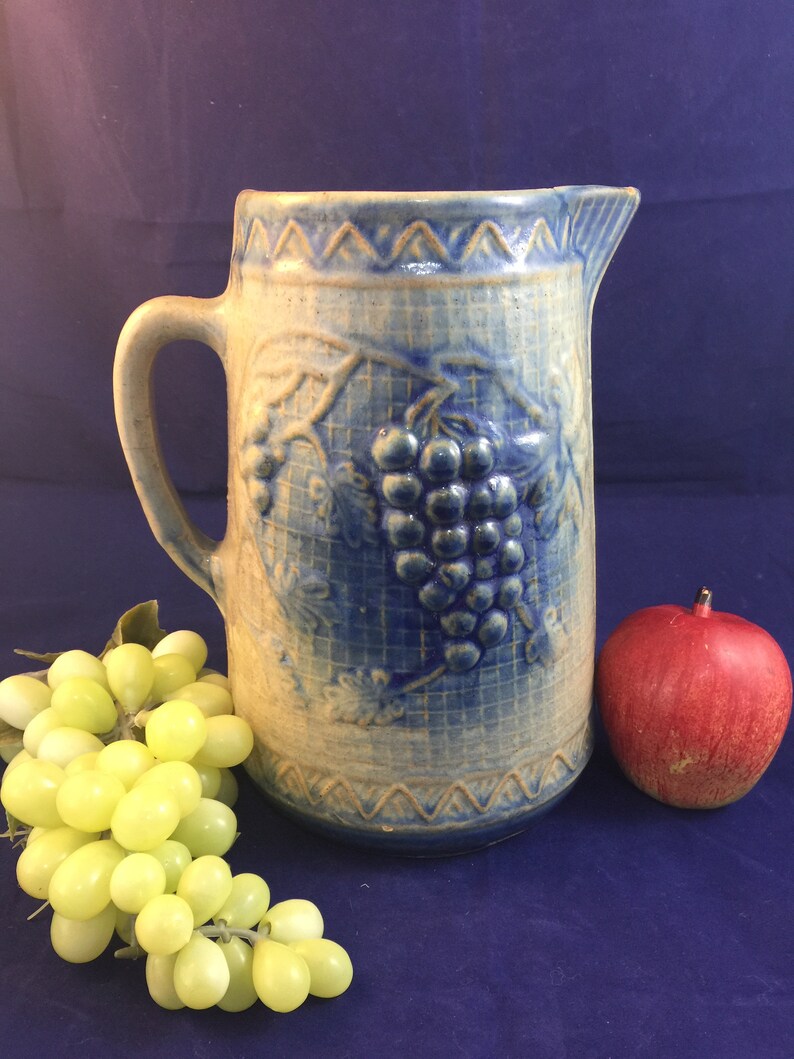 Antique Red Wing Stoneware Pitcher Grapes and Lattice Vintage - Etsy