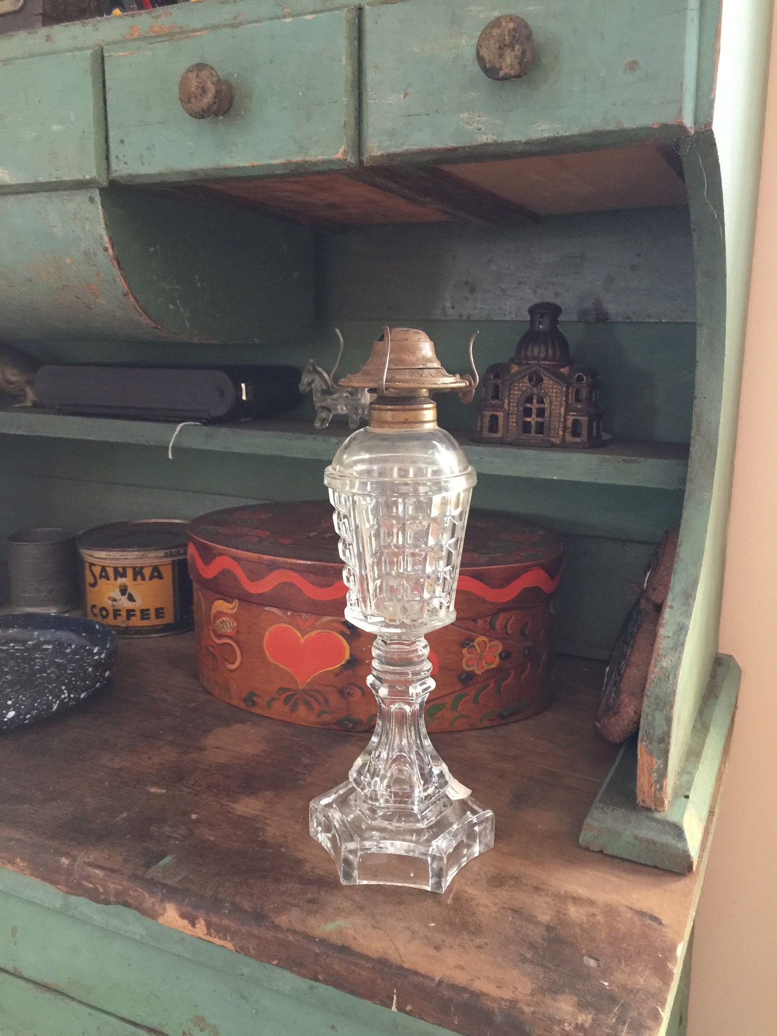 Antique Sandwich Glass Oil Lamp EAPG Lamp Primitive Lighting | Etsy