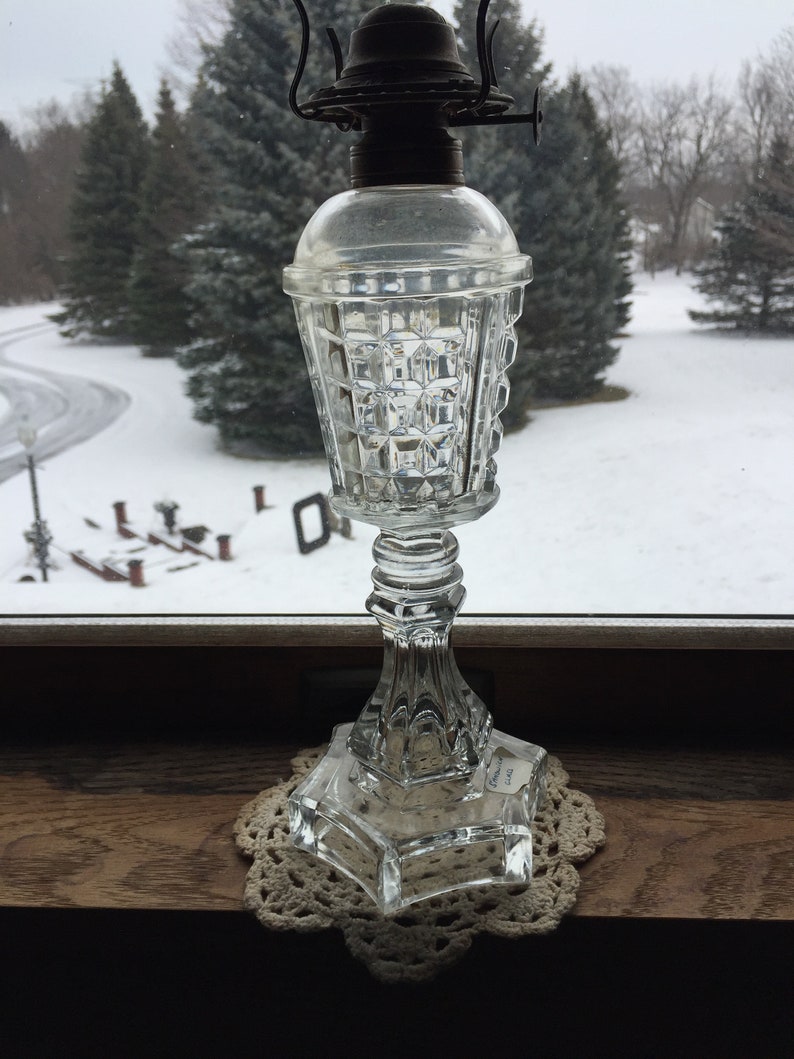 Antique Sandwich Glass Oil Lamp EAPG Lamp Primitive Lighting - Etsy