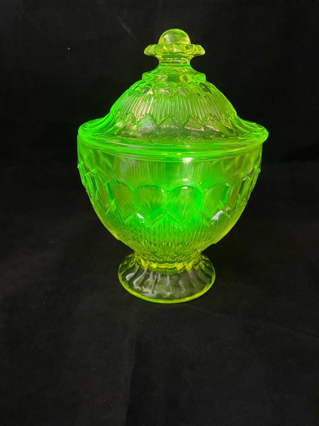 Antique Uranium Glass Covered Candy Dish Vaseline Glass Canary Glass Candy Bowl Cambridge - Etsy