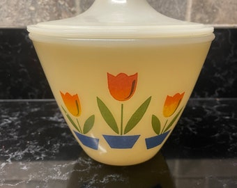 Vintage Fire King Tulip Grease Jar With Lid-vintage Kitchen-tulip ...