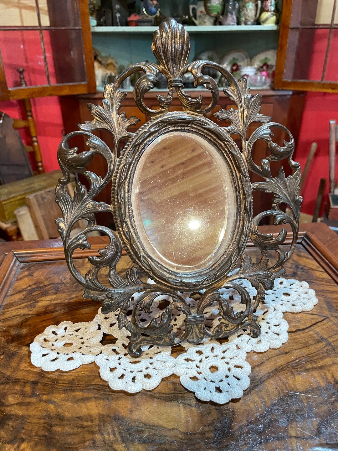 Antique Mirror Antique Cast Metal Dresser Mirror Cast Iron Mirror ...