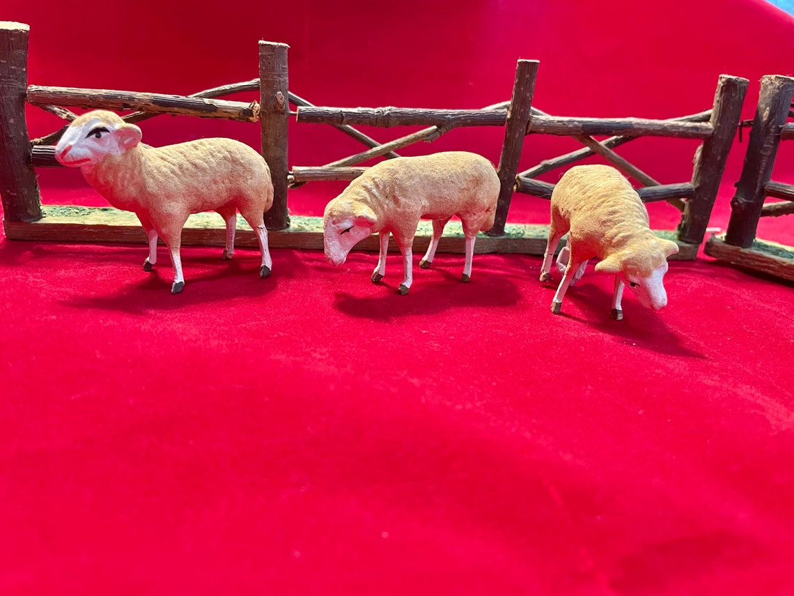 Six Putz Sheep / Lamb Putz Nativity Sheep Stick Leg Sheep / - Etsy