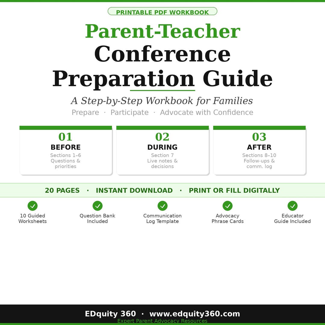 Parent-teacher Conference Prep Workbook | IEP Meeting Advocacy Guide ...