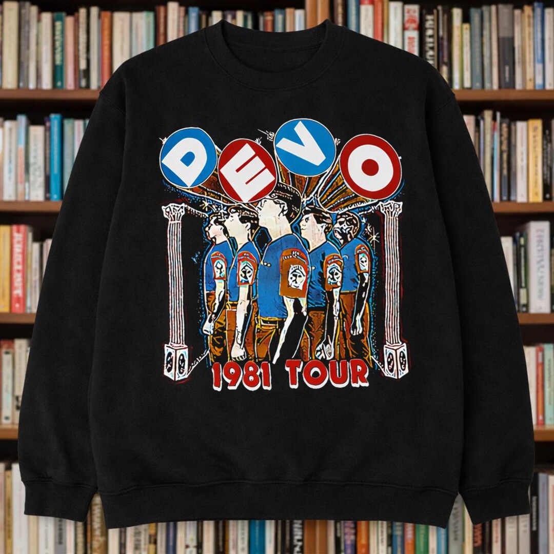 DEVO 1981 Tour Black Sweatshirt – Vintage New Wave Band Graphic Shirt ...