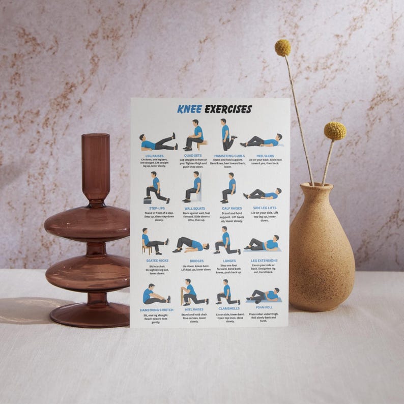 Knee Exercises Chart, Printable Exercise Charts, Senior Workout ...