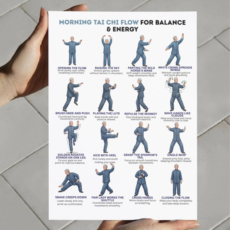 Printable Tai Chi Morning Routine Exercise for Seniors, Daily Tai Chi ...