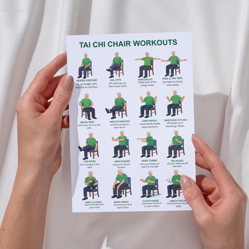Printable Tai Chi Chair Workouts Workout Plan Pdf Digital Download