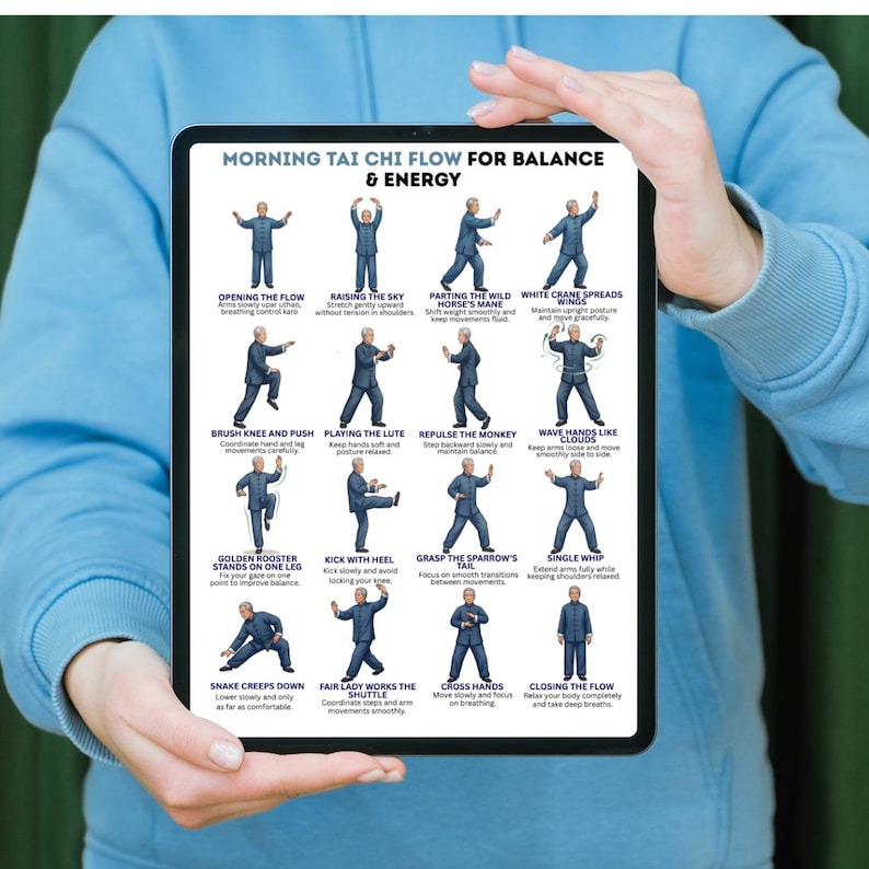 Printable Tai Chi Morning Routine Exercise for Seniors, Daily Tai Chi ...