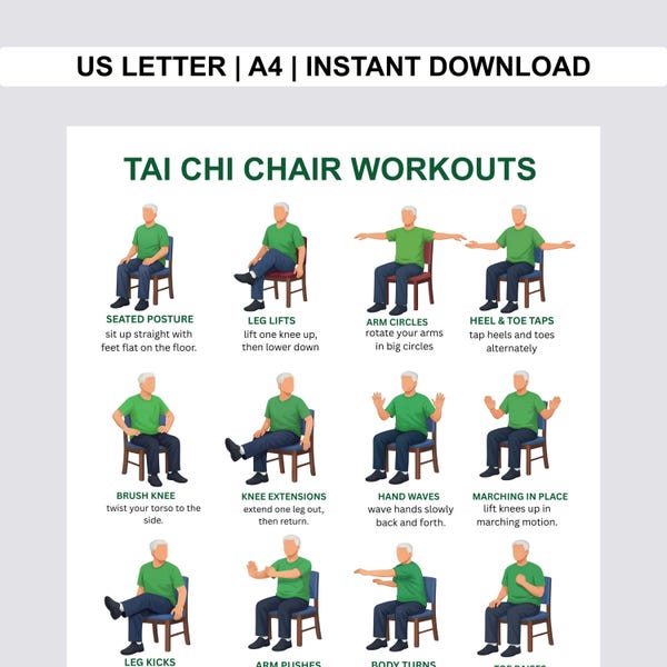Tai Chi Exercise Workout Poster Etsy