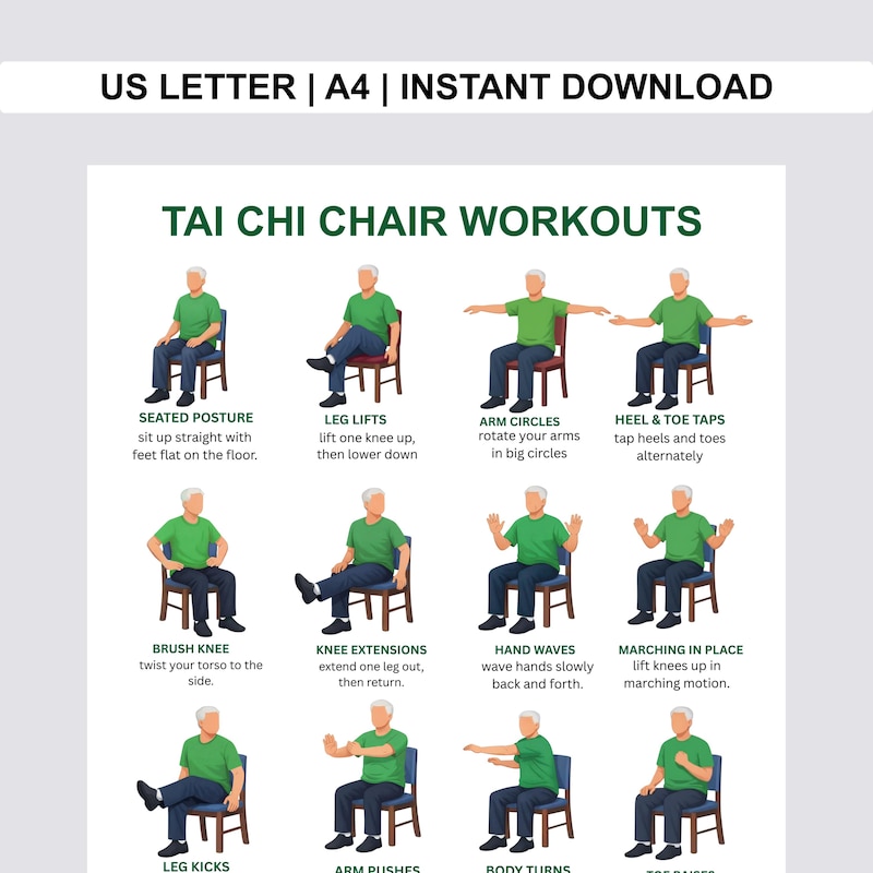Tai Chi Exercise Charts to Download - Etsy