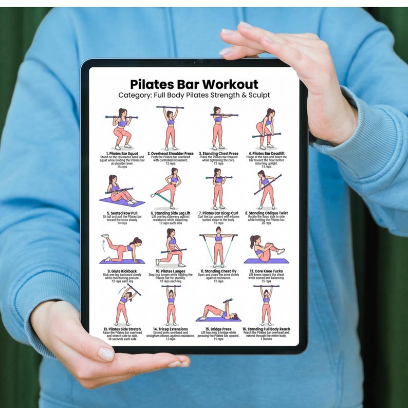 Pilates Bar Workout PDF, Full Body Resistance Band Workout, Fitness ...