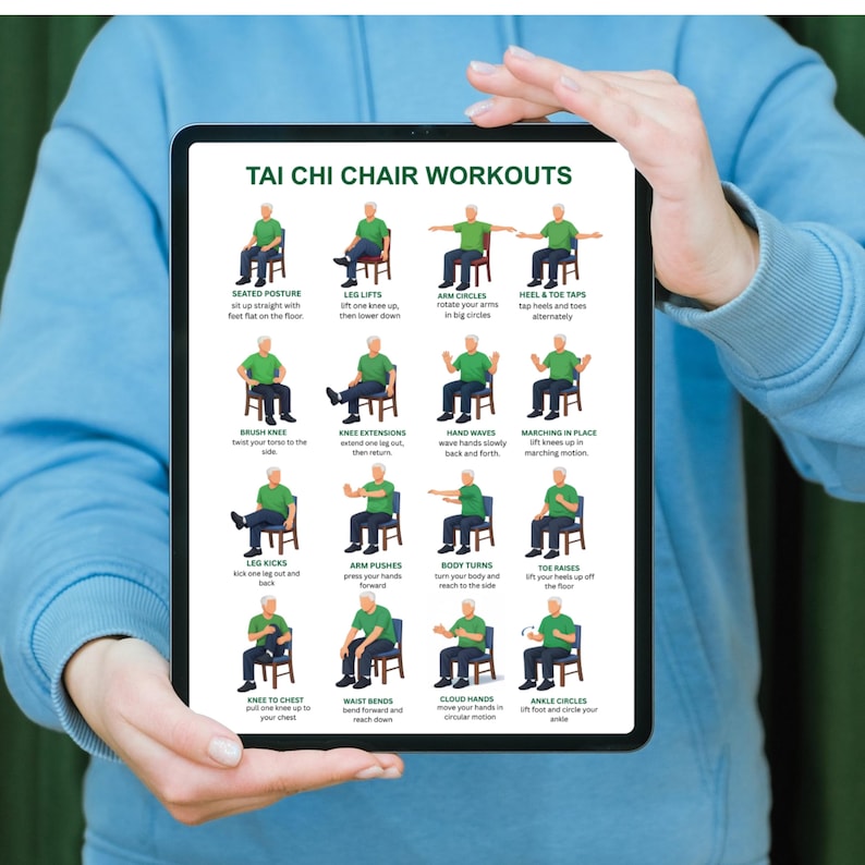 Printable Tai Chi Chair Workouts Workout Plan Pdf Digital Download