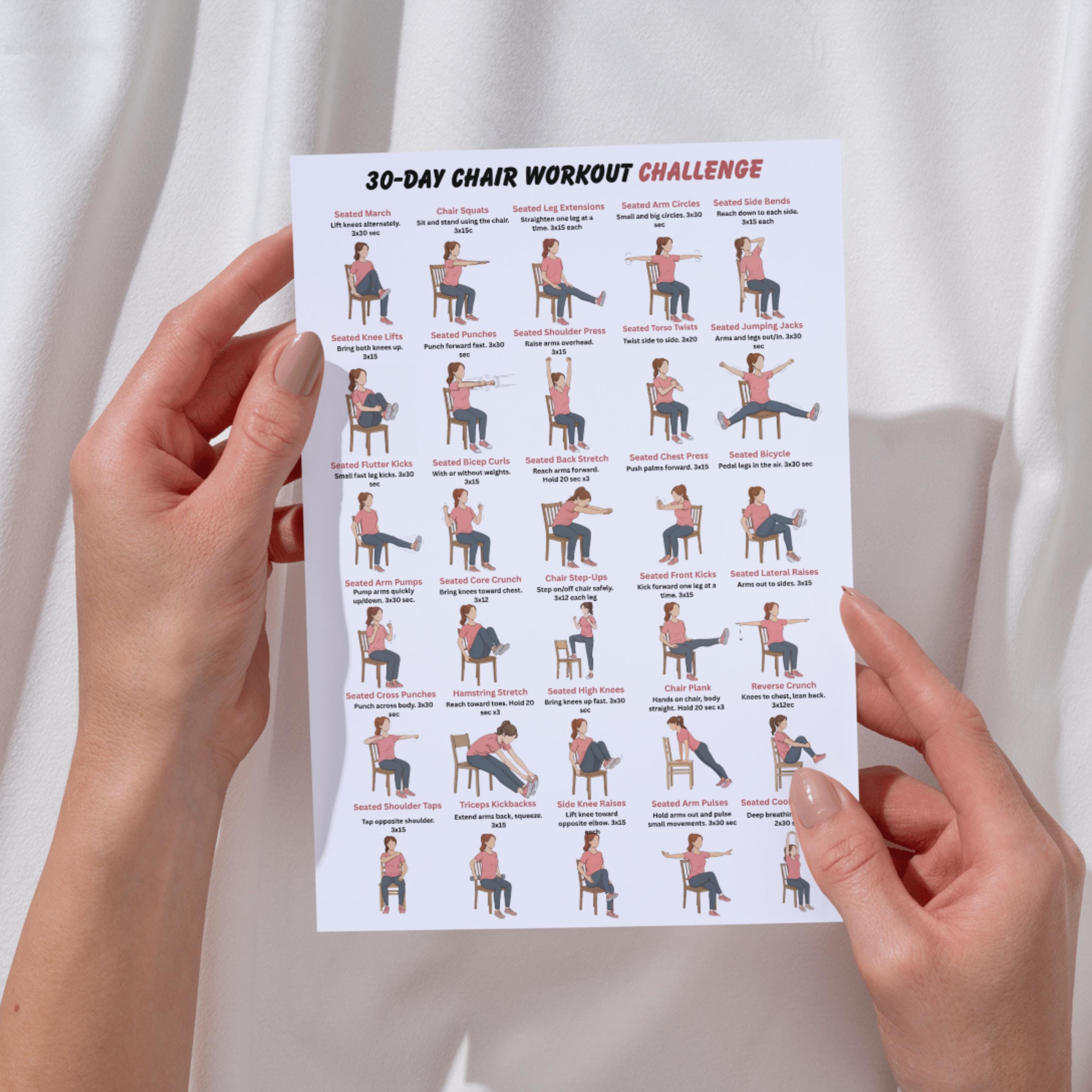 Chair Workout Plan 30 Day Challenge | Office Chair Workout for Seniors ...