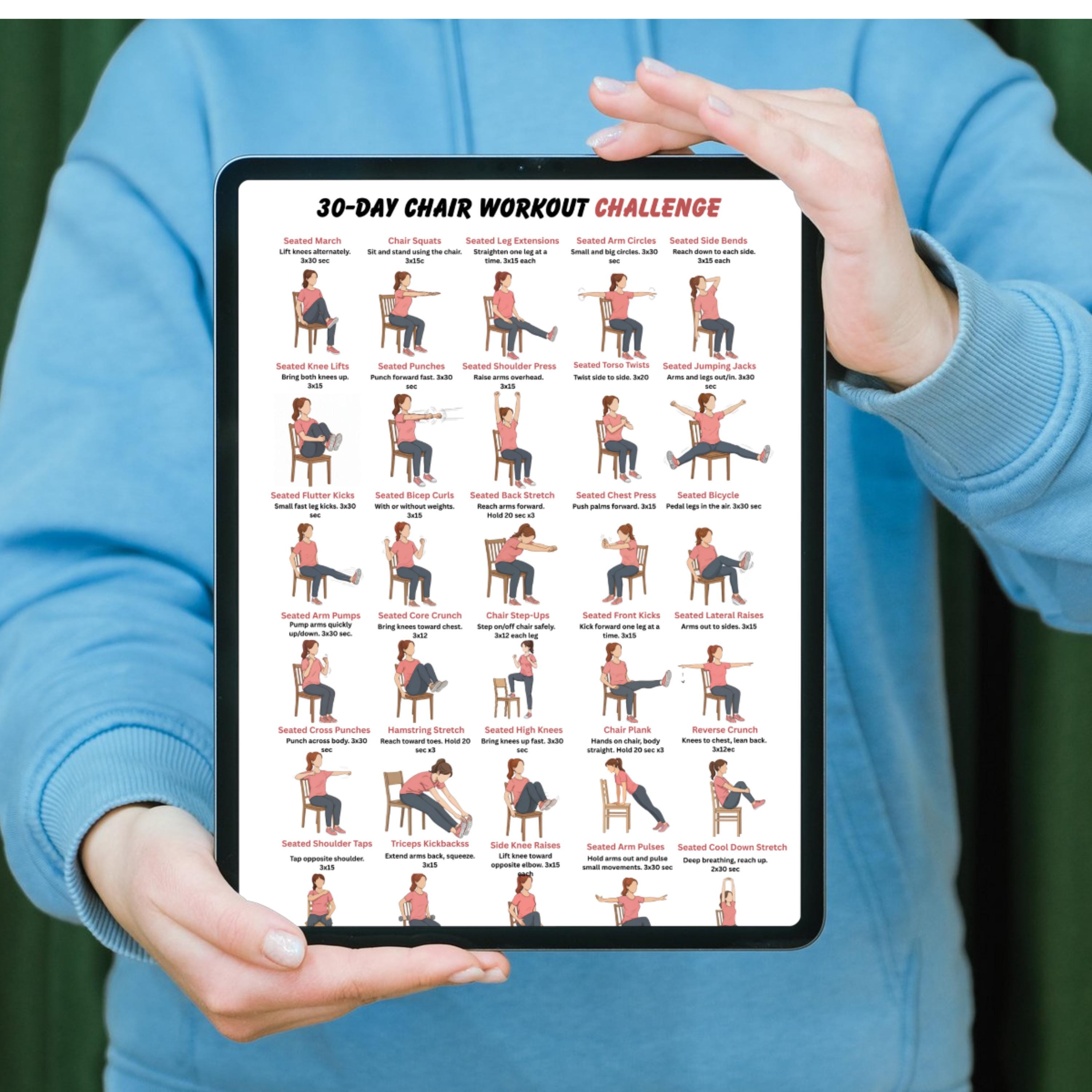 Chair Workout Plan 30 Day Challenge | Office Chair Workout for Seniors ...