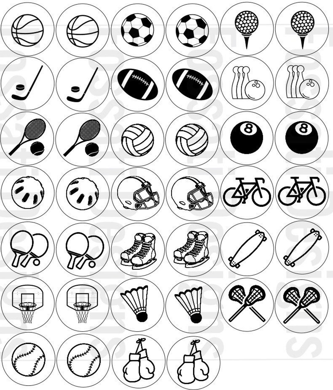 Sports Memory Match Matching Game Svg - Etsy