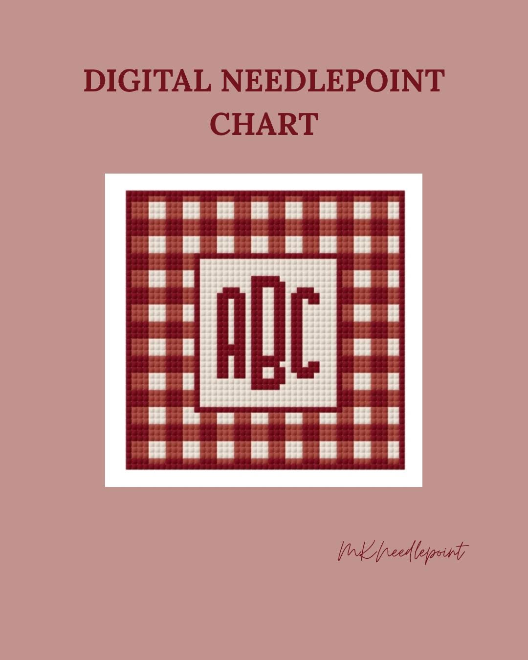 Gingham Monogram - Needlepoint Chart - Instant Download - Etsy