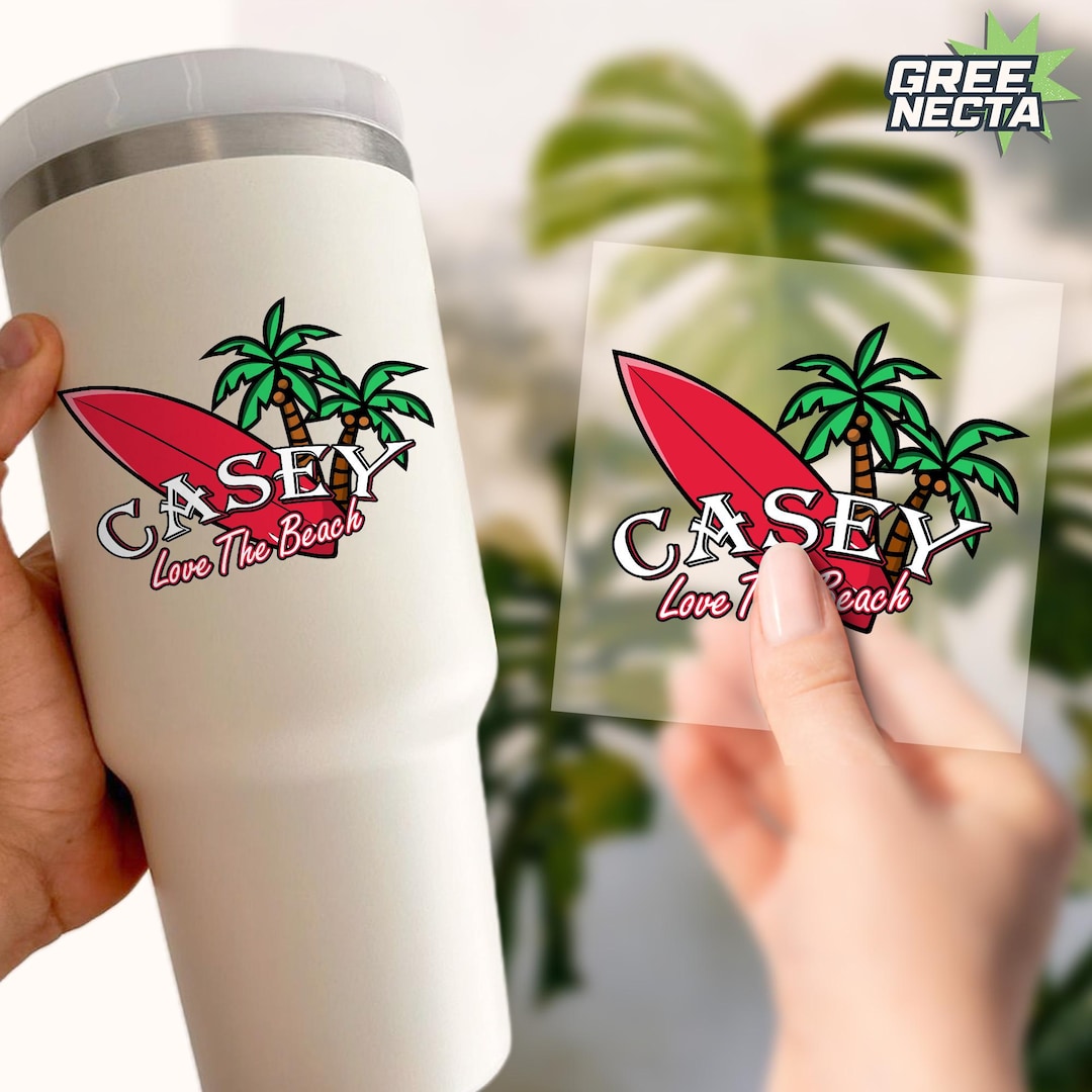 Personalized Surfboard Transparent Sticker, Custom Name Beach Ocean ...