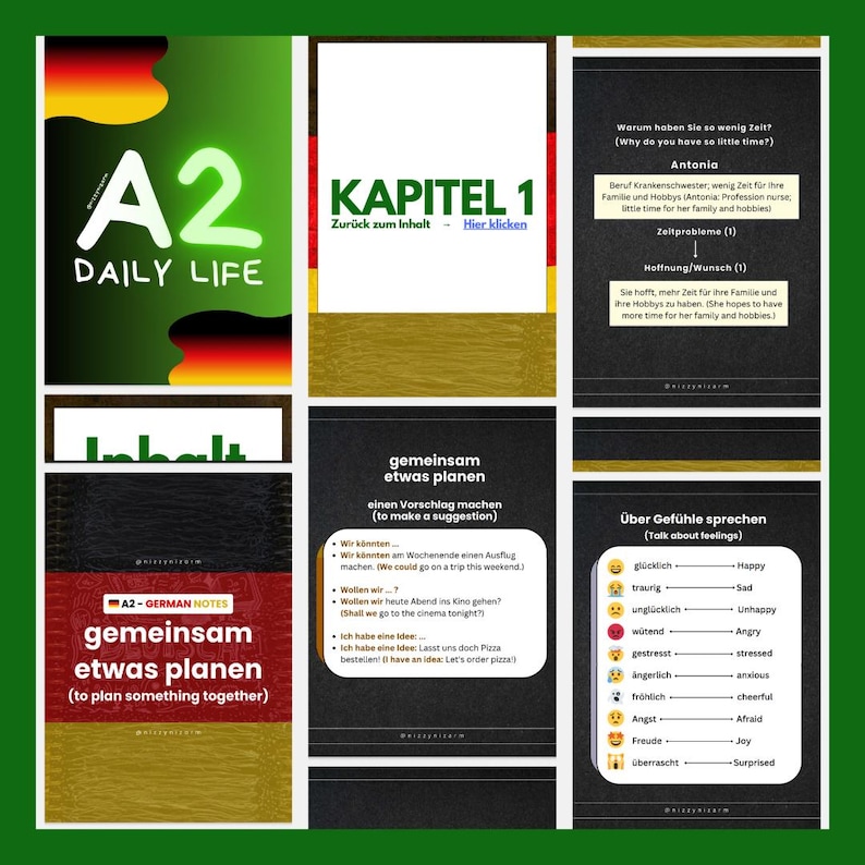 German A2 Study Notes | Free Vocabulary - Etsy