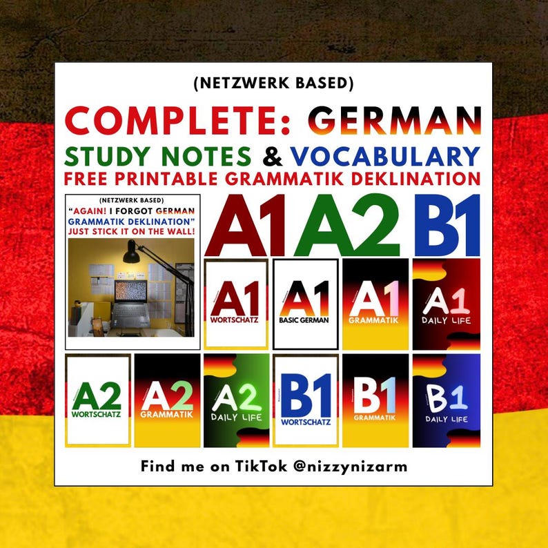 Complete German A1-B1 Study Notes Guide | Vocabulary & Grammar (digital ...