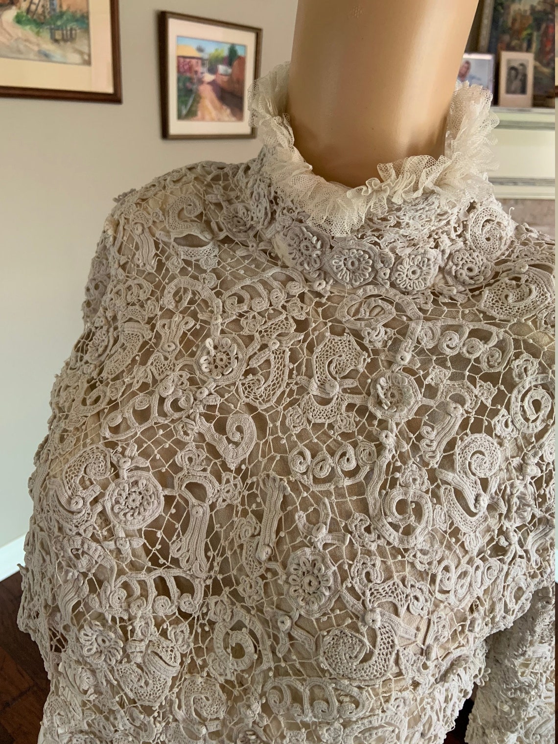 Antique Silk and Irish Lace Wedding Gown | Etsy