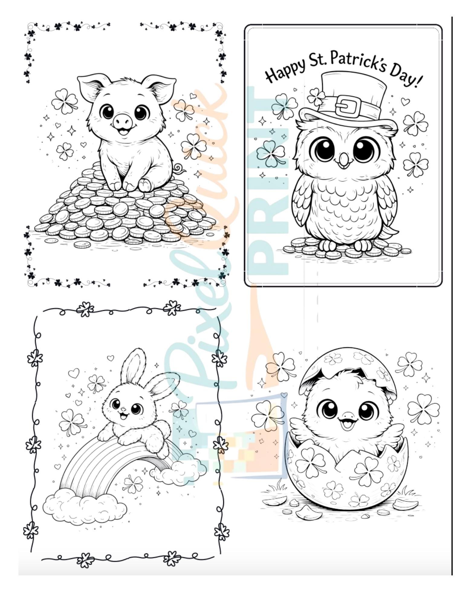 Cute Animal St Patricks Day Coloring Book - Etsy