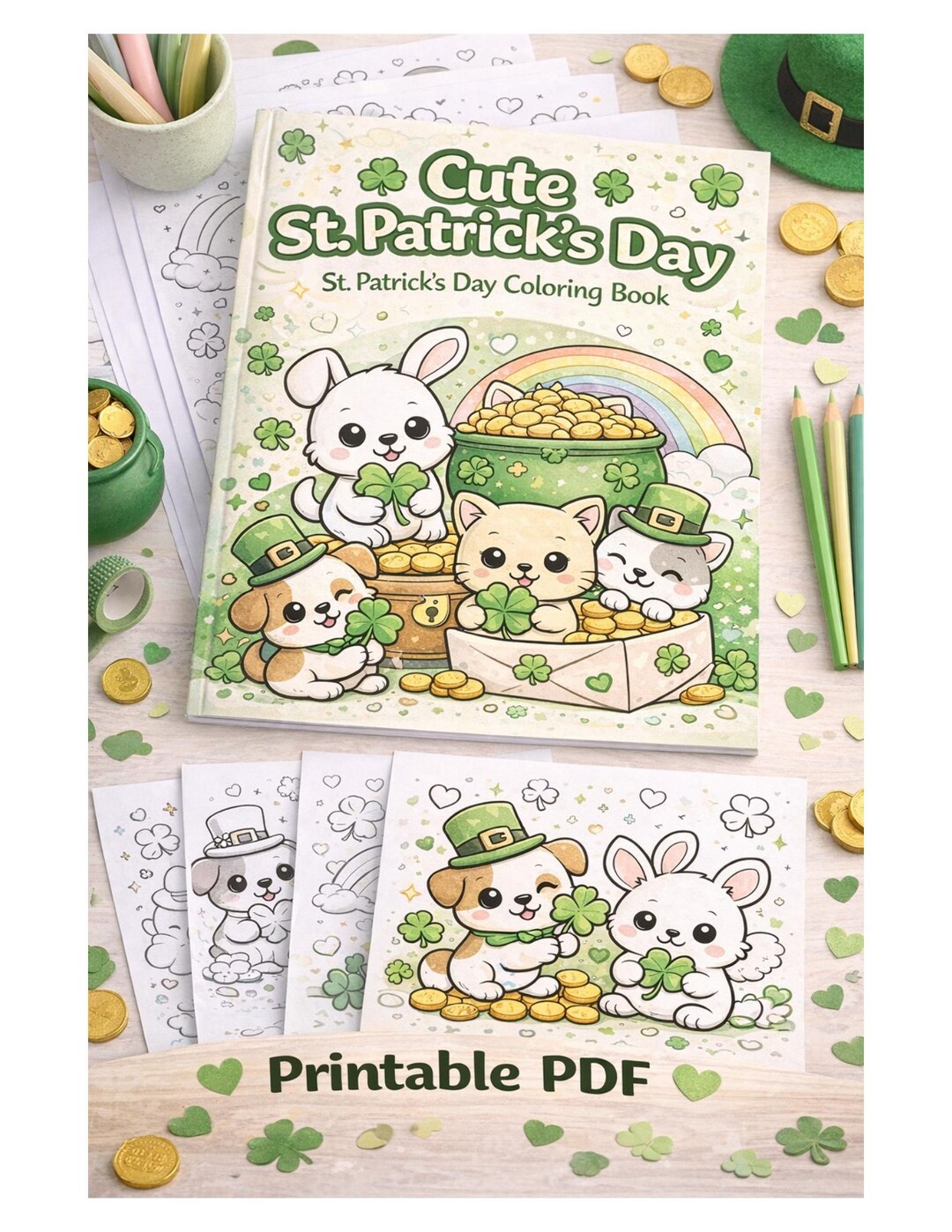 Cute Animal St Patricks Day Coloring Book - Etsy