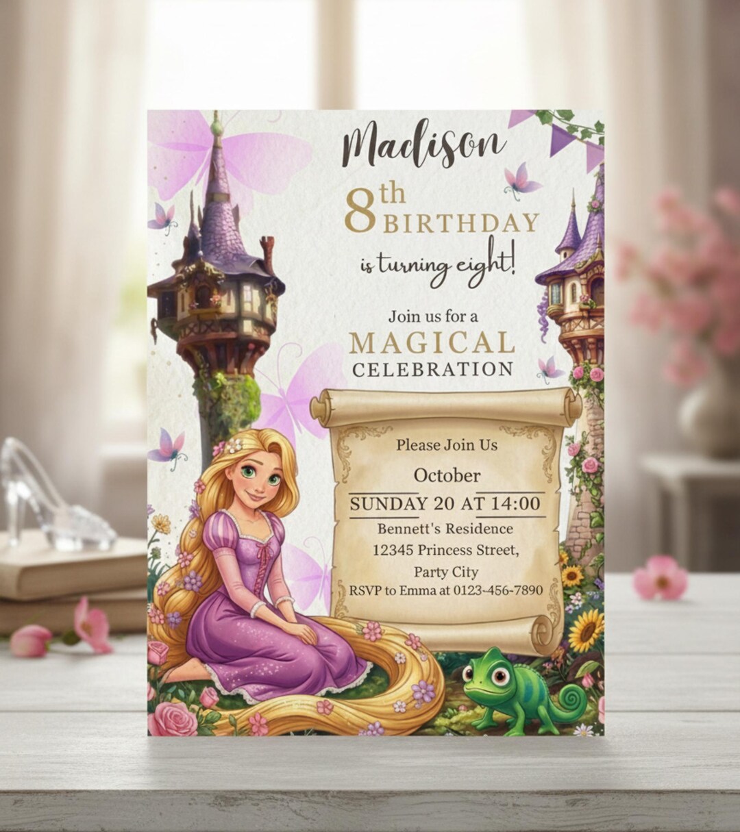 Editable Rapunzel Birthday Invitation, Princess Tangled Party Invite ...