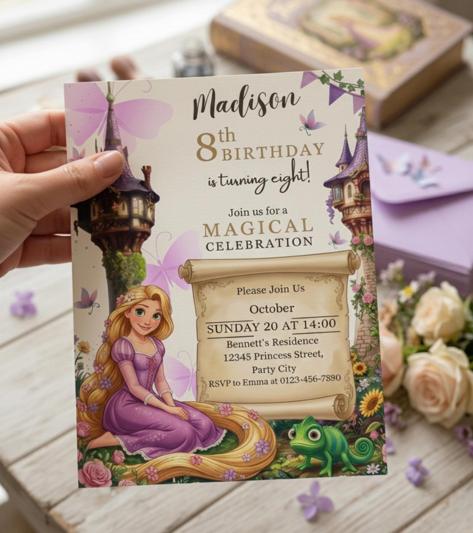 Editable Rapunzel Birthday Invitation, Princess Tangled Party Invite ...