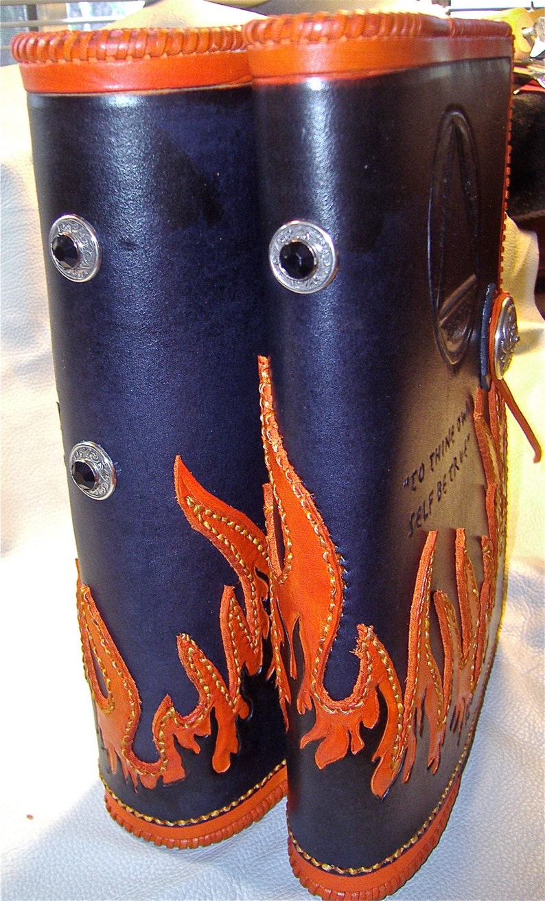 Handmade Leather AA Big Book Cover: Flame Design - Etsy