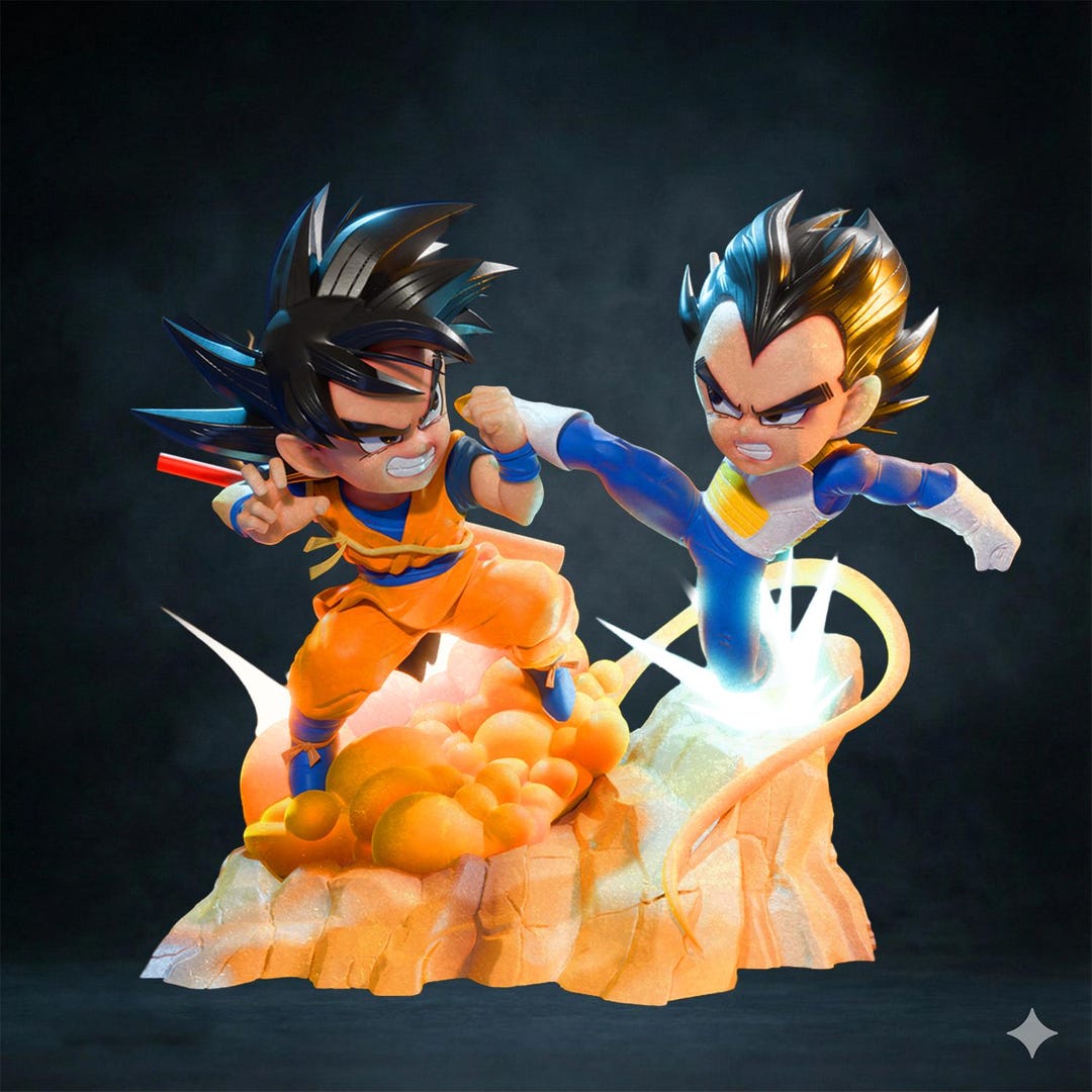 Goku Vegeta Saiyan Rivals Clash Sculpture | Anime Battle STL 3D Print ...