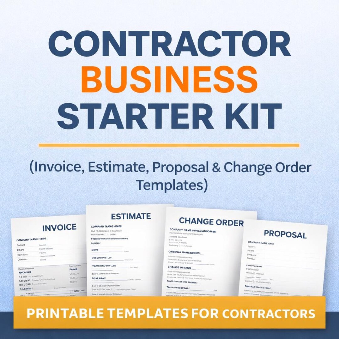 Contractor Business Starter Kit | Invoice, Estimate, Proposal & Change ...