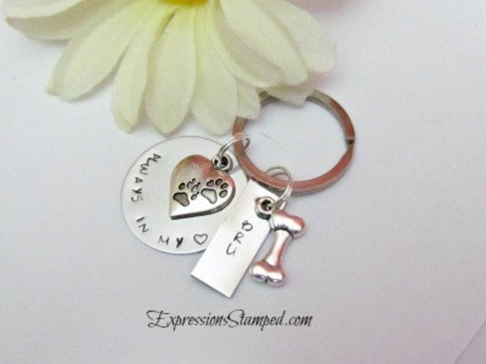 Pet Remembrance Key Chain personalized always in My Heart - Etsy