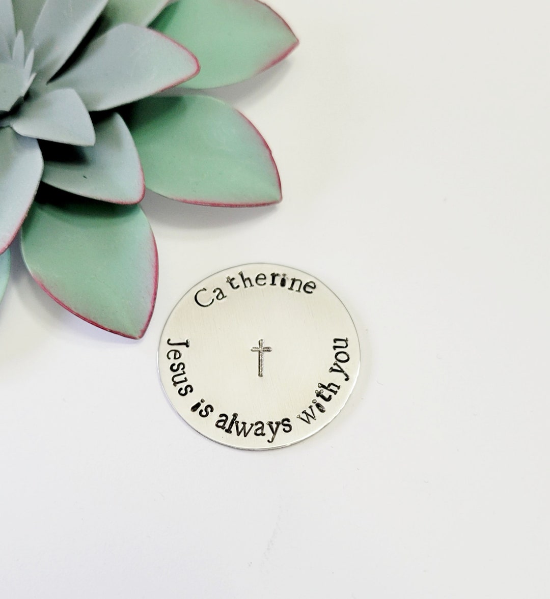 Token of Faith Jesus is Always With You Token Personalized Name Baptism ...